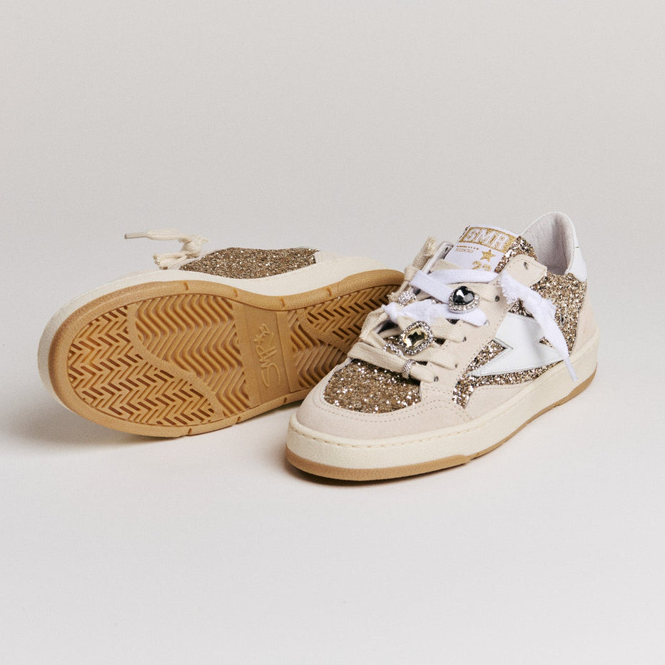 Sneakers SMR23 Dany D105 - Glitter Or & Lacets Bijoux – Semerdjian ...