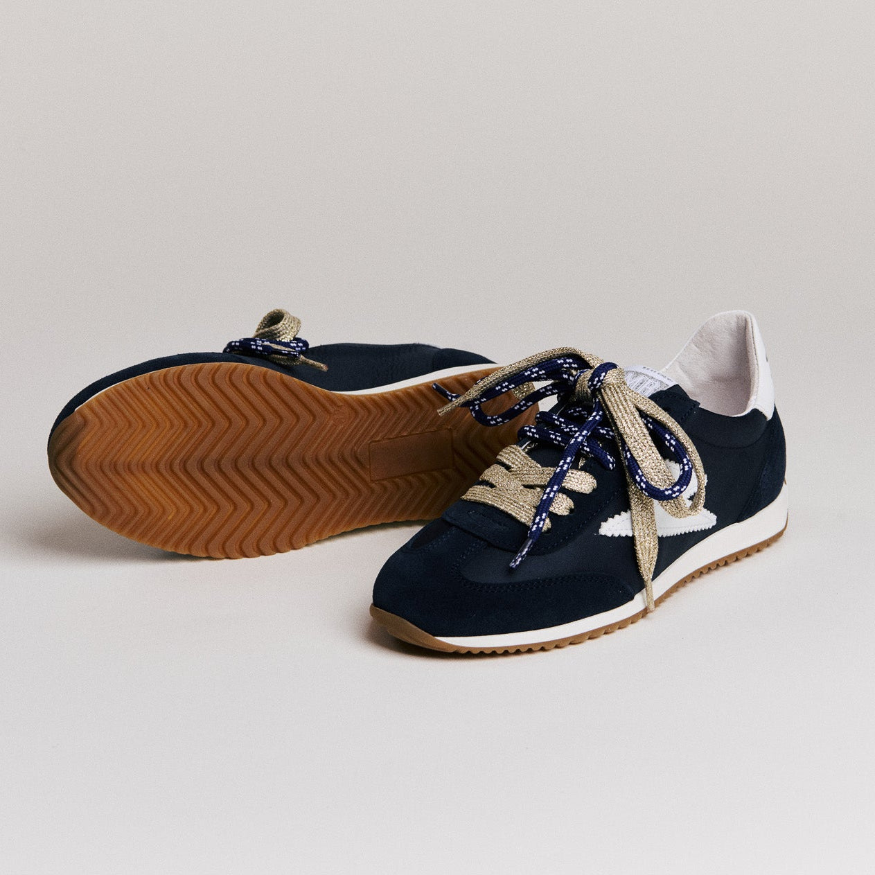 Sneakers SMR23 June D482 - Tissu Bleu Marine & Lacets Lurex ...