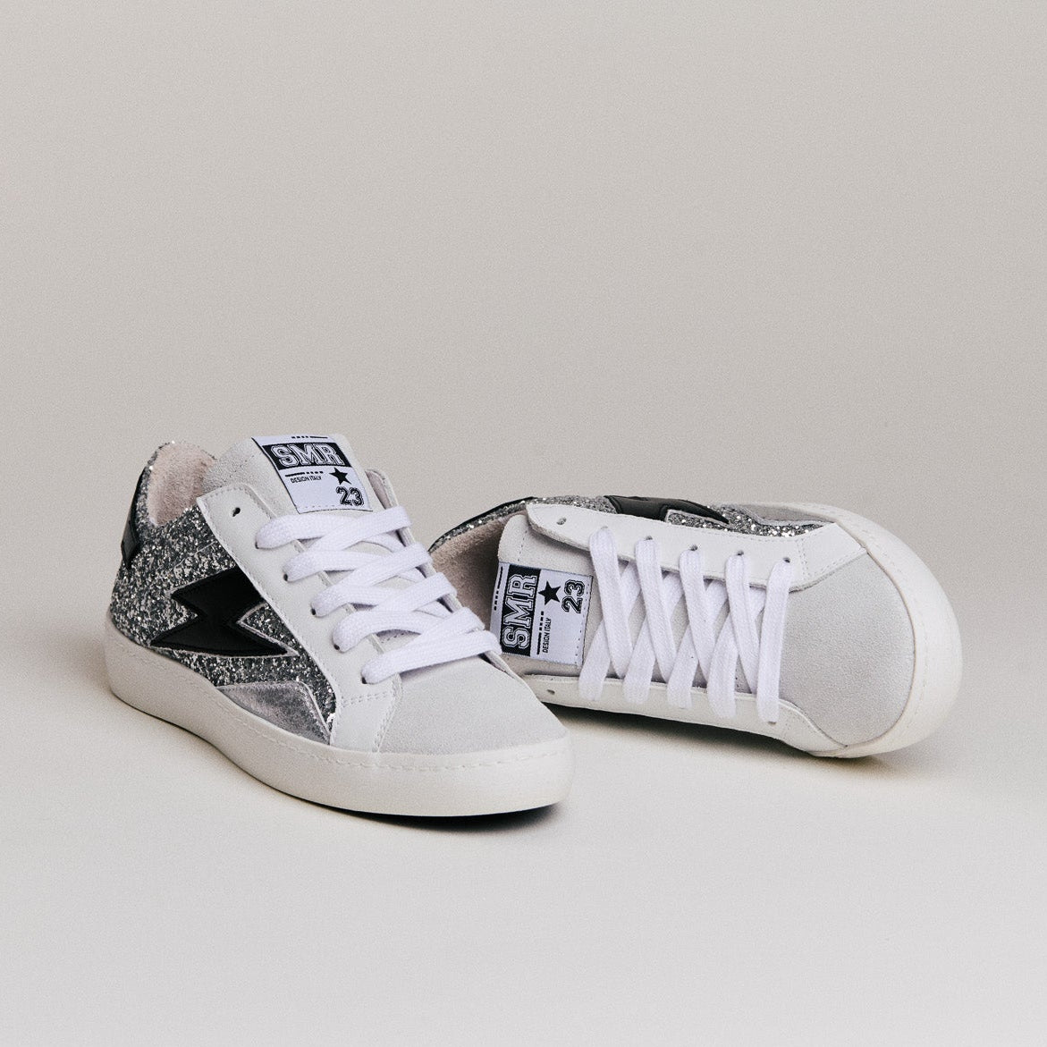 Sneakers SMR23 Larry D588 - Glitter Argent & Éclair Noir – Semerdjian ...